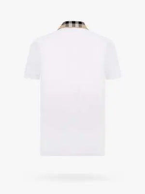 Burberry Cotton Polo Shirt With Check Collar Detail - White