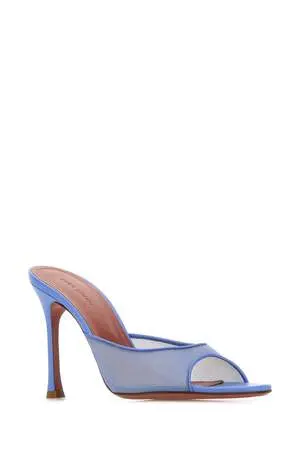Amina Muaddi Cerulean Mesh Alexa Mules - Blue