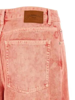 GANNI Cropped Cargo Jeans With Floral Embellishments