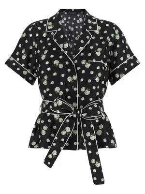 Dolce & Gabbana Fiorellini' Print Silk Shirt - Black