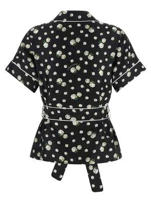 Dolce & Gabbana Fiorellini' Print Silk Shirt - Black