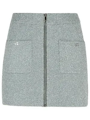 GANNI Sparkle Wool Blend Miniskirt - Silver