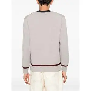 Junya Watanabe Stone Grey Wool Blend Crew Neck House Motif Sweater