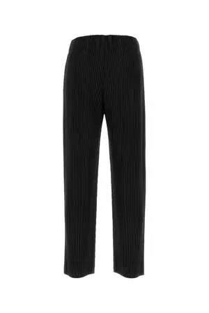 Issey Miyake Polyester Crinkled Pants - Black