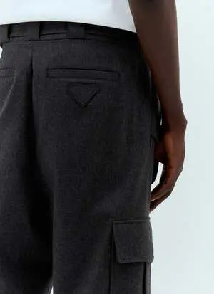 Prada Flannel Cargo Pants With D-ring Belt