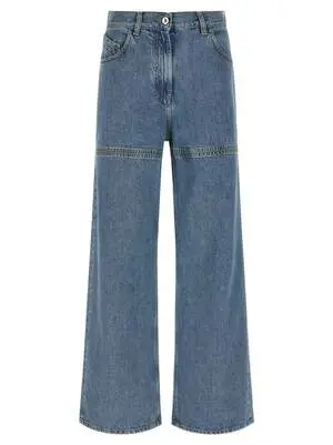 Attico Cut-out Wide Leg Jeans - Blue