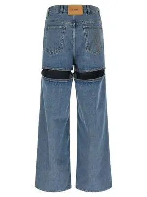 Attico Cut-out Wide Leg Jeans - Blue