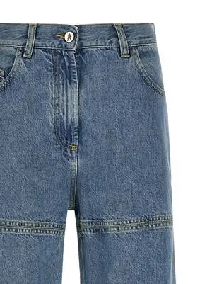 Attico Cut-out Wide Leg Jeans - Blue