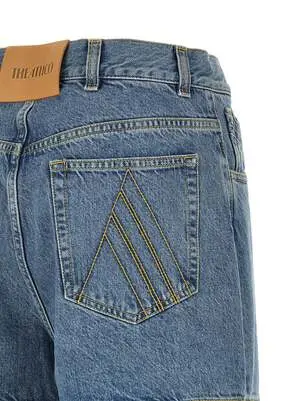 Attico Cut-out Wide Leg Jeans - Blue