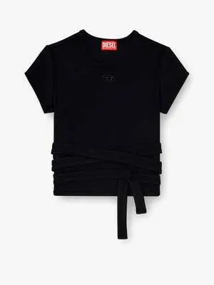 DIESEL® DIESEL Black Cotton T-Shirt With Tie Bands Multicolor