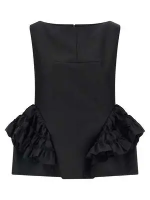 Dries Van Noten Casey Wool Silk Blend Top With Ruffled Peplums