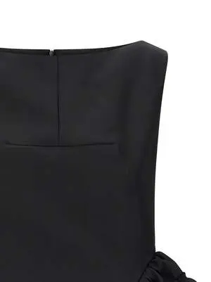 Dries Van Noten Casey Wool Silk Blend Top With Ruffled Peplums - Black