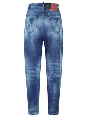 Dsquared2 Light Cotton Denim Jeans With Decorative Stains - Blue