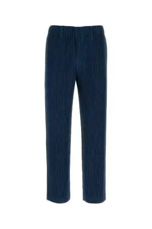Issey Miyake Navy Polyester Trousers - Blue