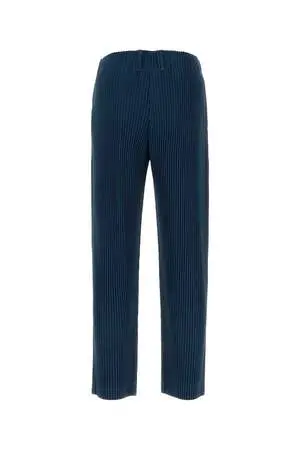 Issey Miyake Navy Polyester Trousers - Blue