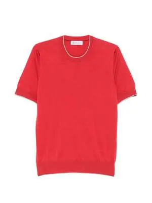Brunello Cucinelli Cotton Lightweight Knit T-shirt With Contrast Details - Multicolor