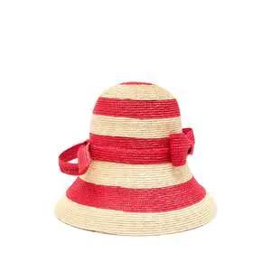 Valentino Garavani Striped Straw Hat With Bow Detail