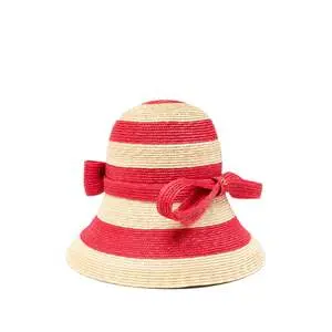 Valentino Garavani Striped Straw Hat With Bow Detail - Red