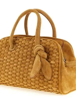 Jacquemus Le Petit Turismo Woven Suede Handbag - Cream
