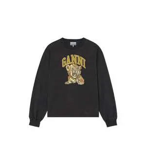 GANNI Organic Cotton Logo Embroidered T-shirt - Black