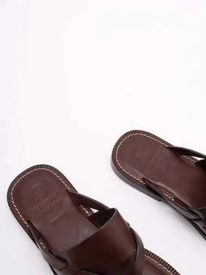Brunello Cucinelli Leather Strappy Flat Sandals