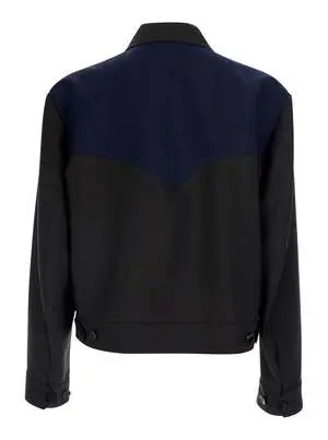 Versace Leather Jacket With Classic Collar And Zip Closure