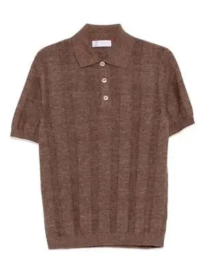 Brunello Cucinelli Linen And Cotton Wide Rib Knit Polo - Multicolor
