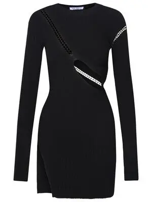 Attico Ribbed Crew Neck Cut Out Detail Dress