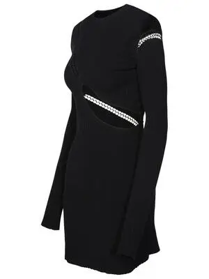 Attico Ribbed Crew Neck Cut Out Detail Dress