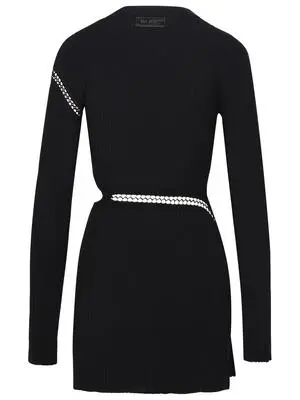 Attico Ribbed Crew Neck Cut Out Detail Dress