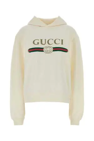 Gucci Cream Cotton Blend Hooded Sweatshirt - Yellow