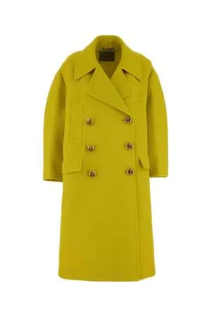 Balenciaga Double Breasted Wool Coat - Yellow