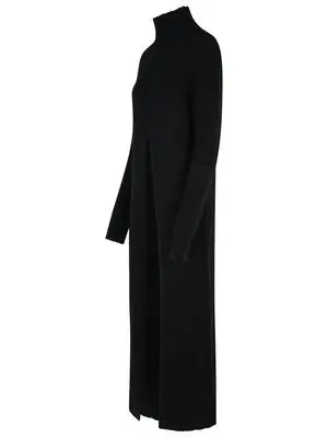 JIL SANDER Alpaca Blend Ribbed High Neck Dress With Front Split