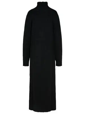JIL SANDER Alpaca Blend Ribbed High Neck Dress With Front Split
