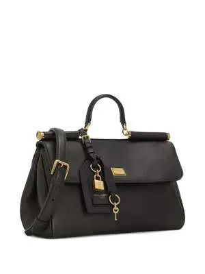 Dolce & Gabbana Sicily Tote Bag With Padlock Detail - Black