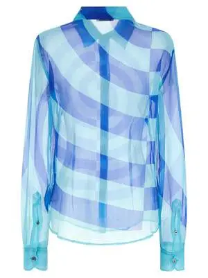 Dries Van Noten Cloudy Printed Silk Shirt - Blue