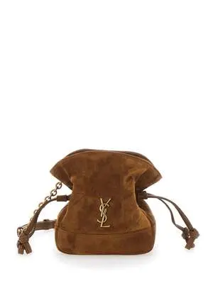 Saint Laurent Jamie Mini Suede Bucket Bag With Cassandre Logo - Multicolor