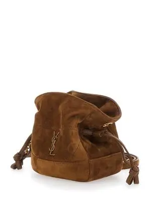 Saint Laurent Jamie Mini Suede Bucket Bag With Cassandre Logo - Multicolor