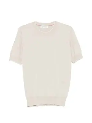 Brunello Cucinelli Cotton Lightweight Knit T-shirt With Contrast Details - Multicolor