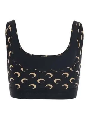 MARINE SERRE Moon Printed Jersey Sports Bra - Black