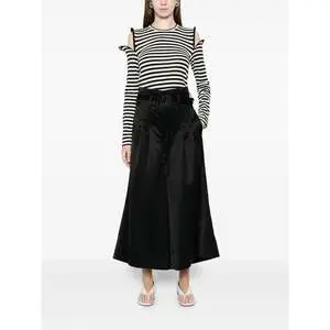 Junya Watanabe And White Striped Cold Shoulder Long Sleeve Top