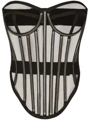 Dolce & Gabbana Tulle Crystal Embellished Corset Top - Black