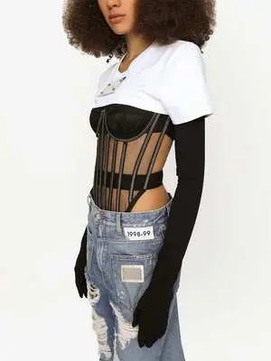Dolce & Gabbana Tulle Crystal Embellished Corset Top