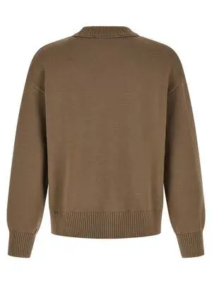 AMI Paris De Coeur' Wool And Cotton Blend Sweater - Cream