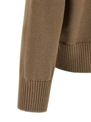 AMI Paris De Coeur' Wool And Cotton Blend Sweater - Cream