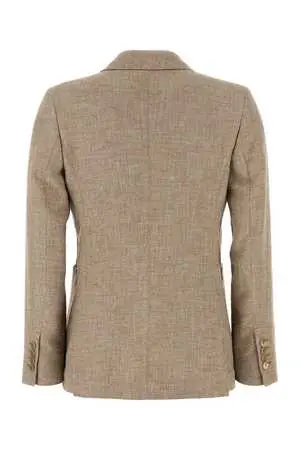 Max Mara Cappuccino Linen Blend Targa Blazer - Brown