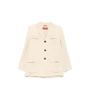 Max Mara Beige Linen Blend Military Jacket