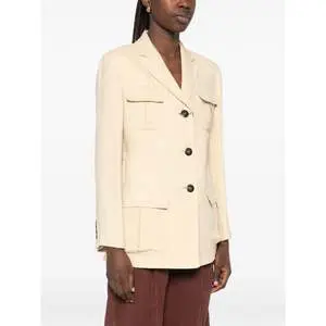 Max Mara Beige Linen Blend Military Jacket