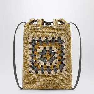 Loewe Raffia And Leather Drawstring Pouch