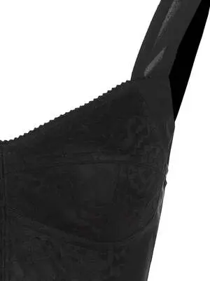 Dolce & Gabbana Jacquard And Lace Bustier - Black